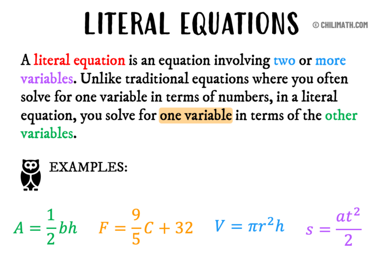 Literal Equations | ChiliMath