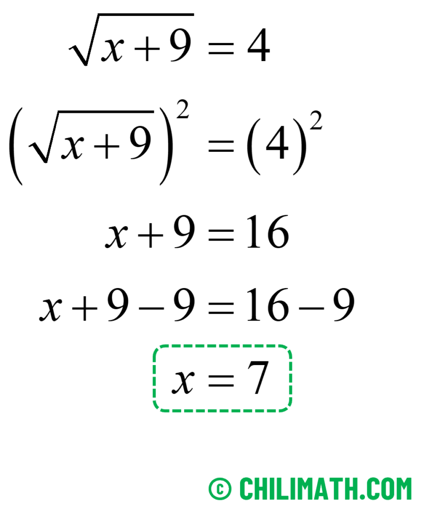 Radical Equations Practice Problems with Answers | ChiliMath