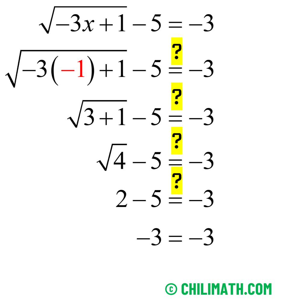 Radical Equations Practice Problems with Answers | ChiliMath